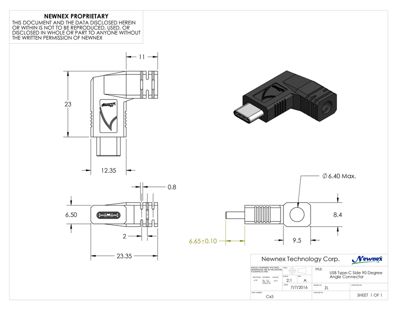 USB 3.1 Type C Right Angle Cables