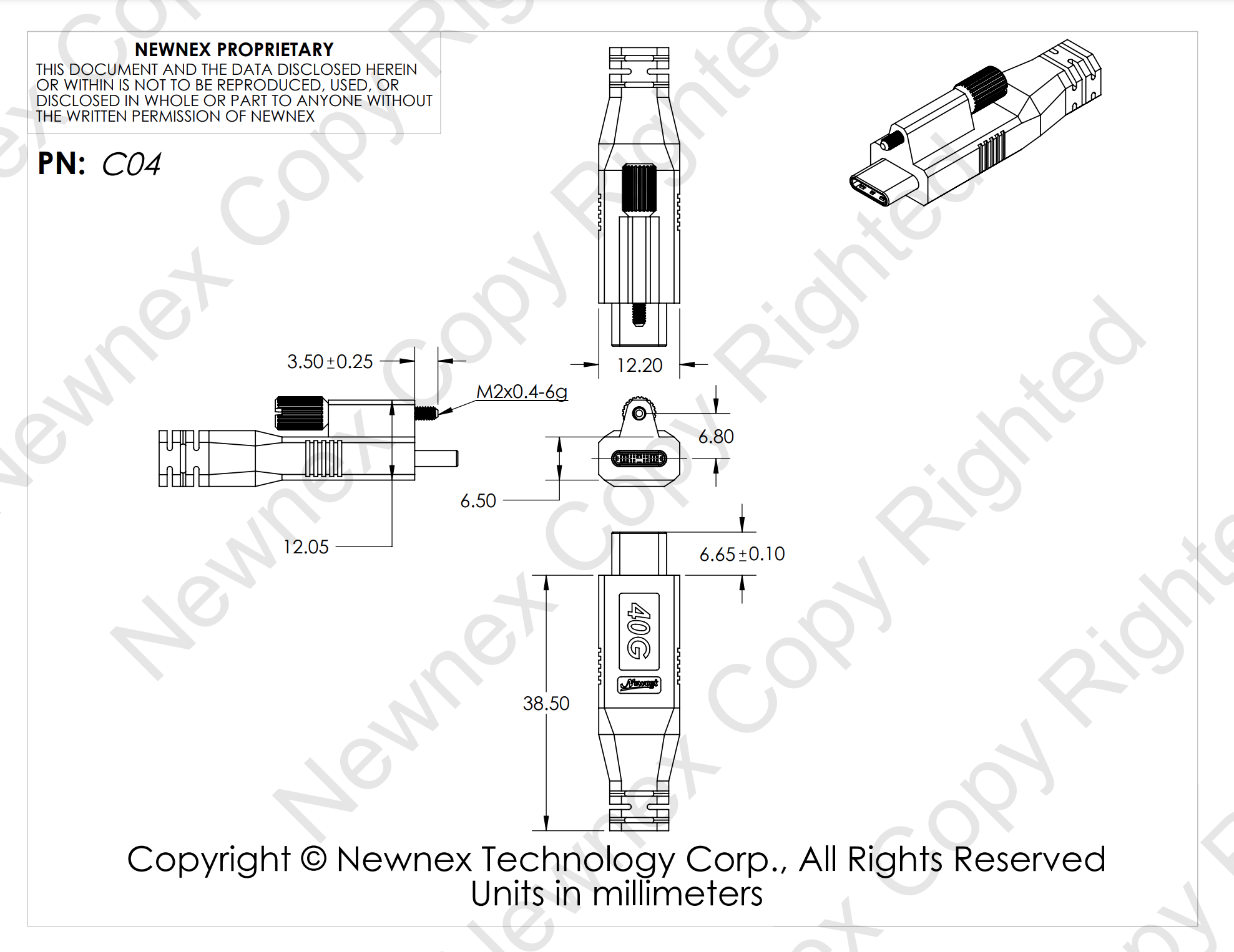 USB 4 Cable with USB-C Gen 3x2 at 40Gbps and 240W PD, USB-IF Certified